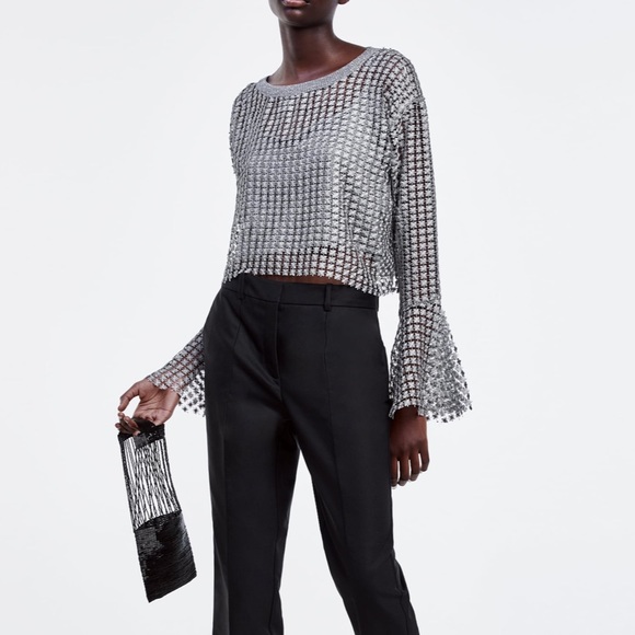 Zara | Tops | Zara Metallic Thread Top | Poshmark